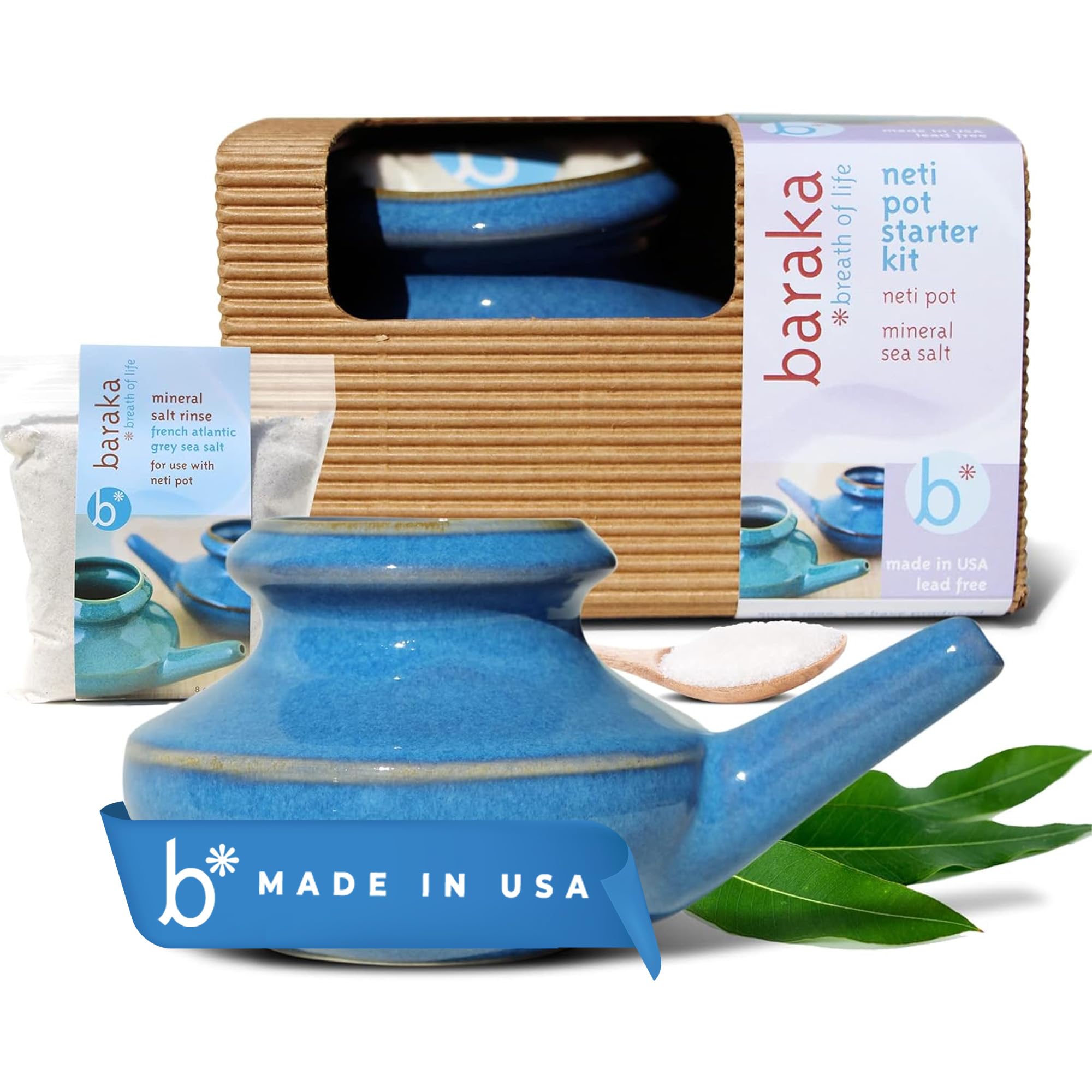 Amazon.com: Baraka Handcrafted Ceramic Neti Pot w/Box and 2 oz Mineral ...