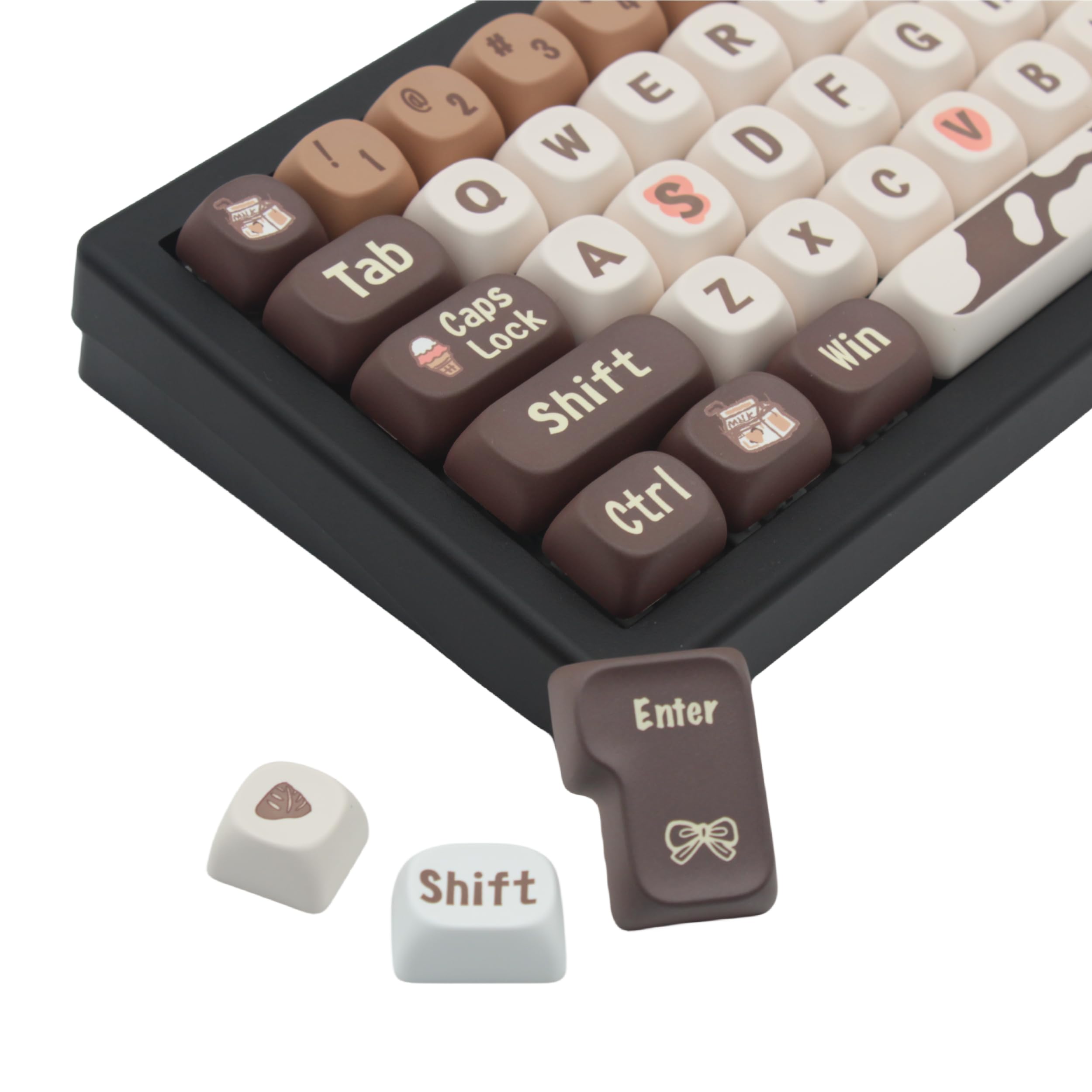 Cmokifuly MOA Profile Keycaps, Cute Keycaps Brown Chocolate Custom ...