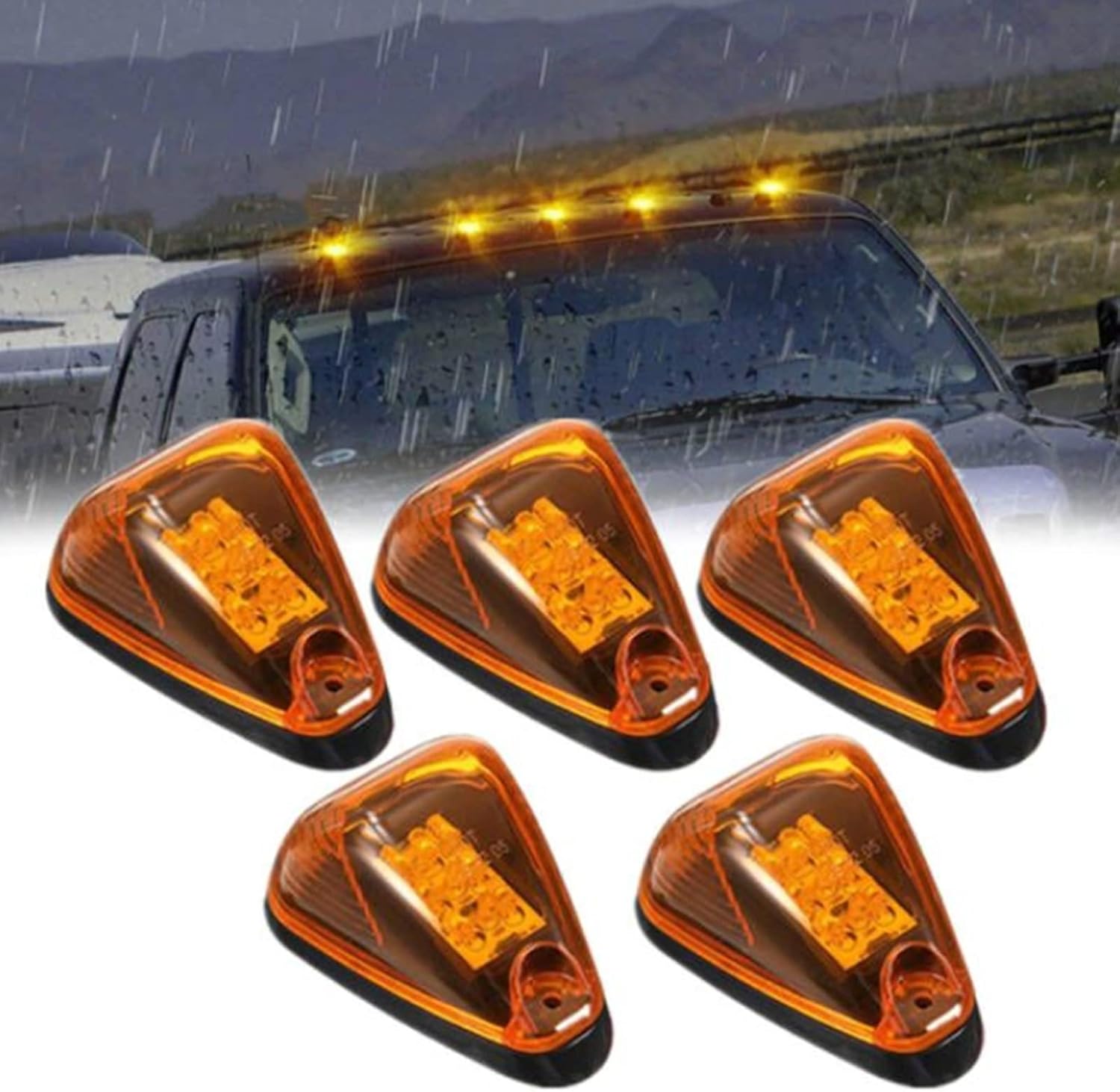 Amazon.com: 5 X Cab Marker Light, Amber Lens Amber LED Cab Roof Running ...