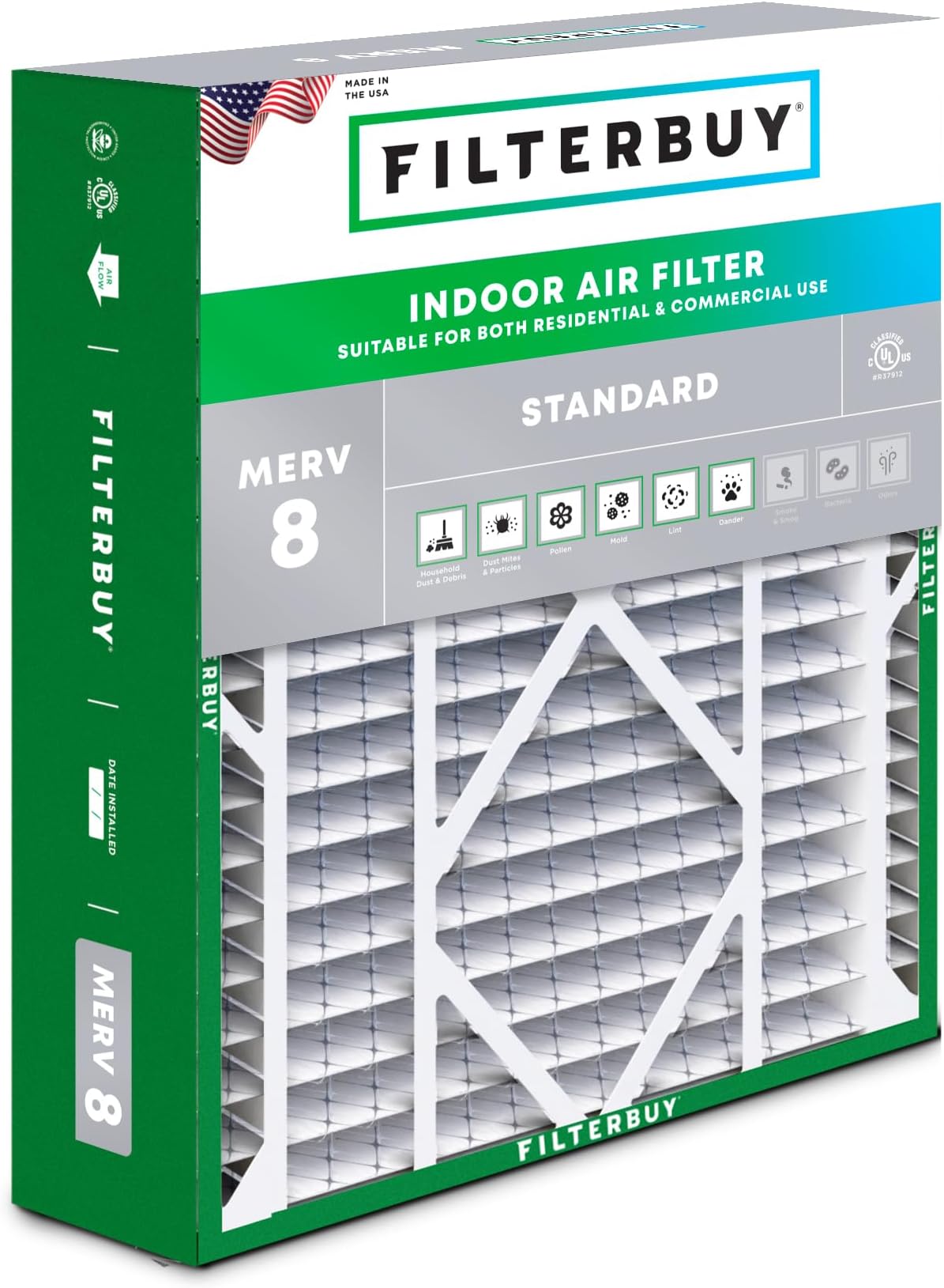 Filterbuy 21x24.5x5 Air Filter MERV 8 Dust Defense (1-Pack), Pleated ...