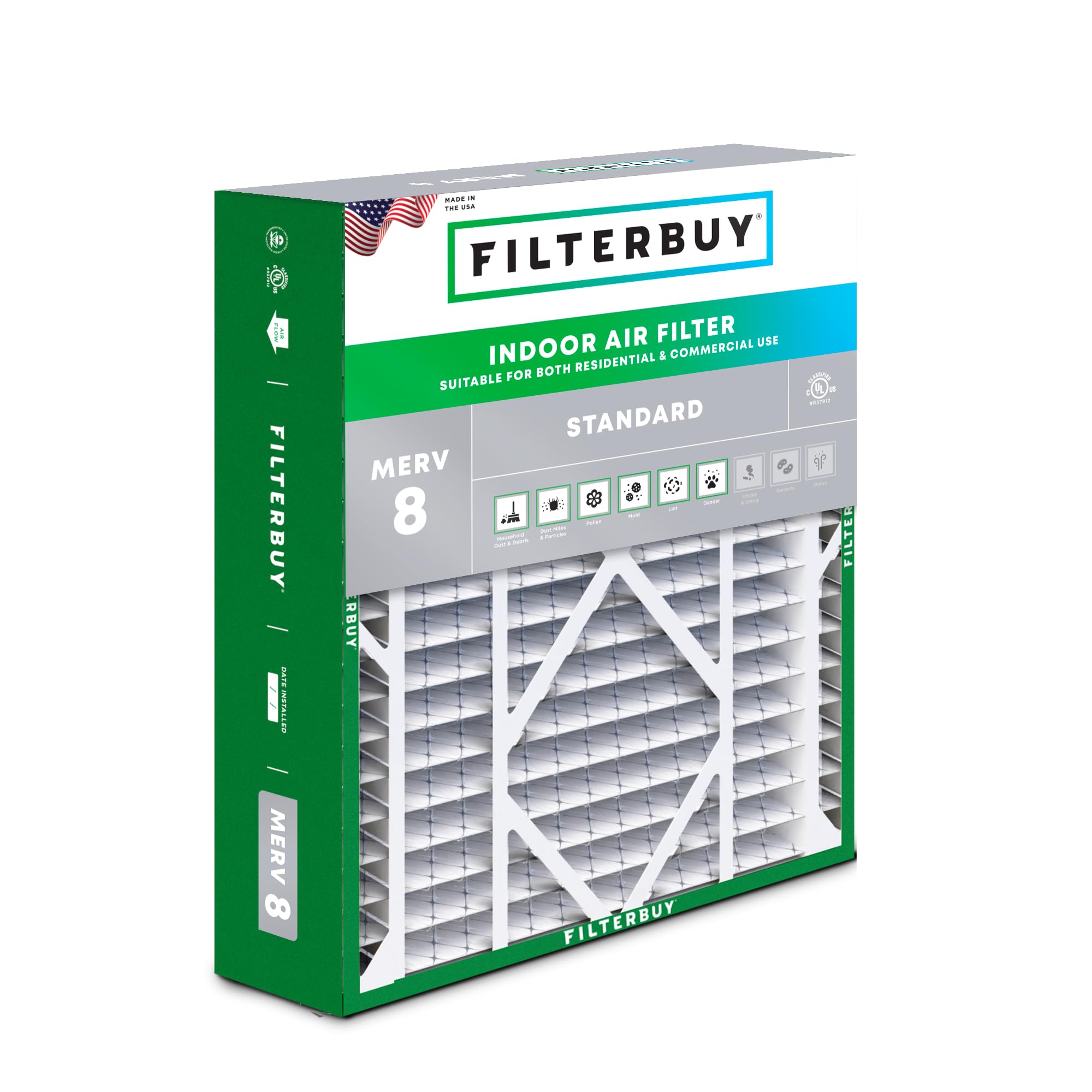 Filterbuy 21x24.5x5 Air Filter MERV 8 Dust Defense (1-Pack), Pleated ...
