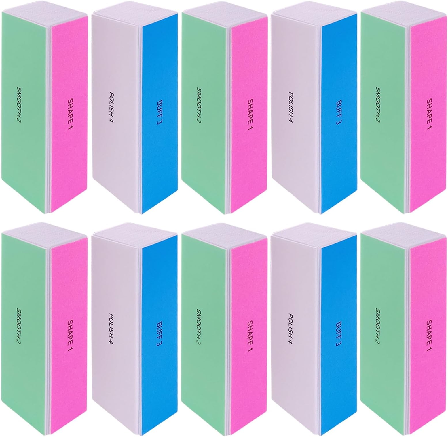 Amazon.com : 4 Way Nail Buffer Block (10 Pcs), Nail Shine Buffers ...