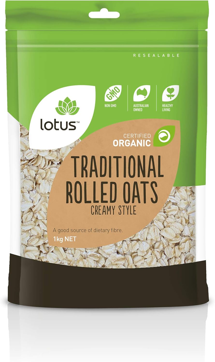Lotus Organic Traditional Rolled Creamy Style Oats, 1 kg : Amazon.com ...