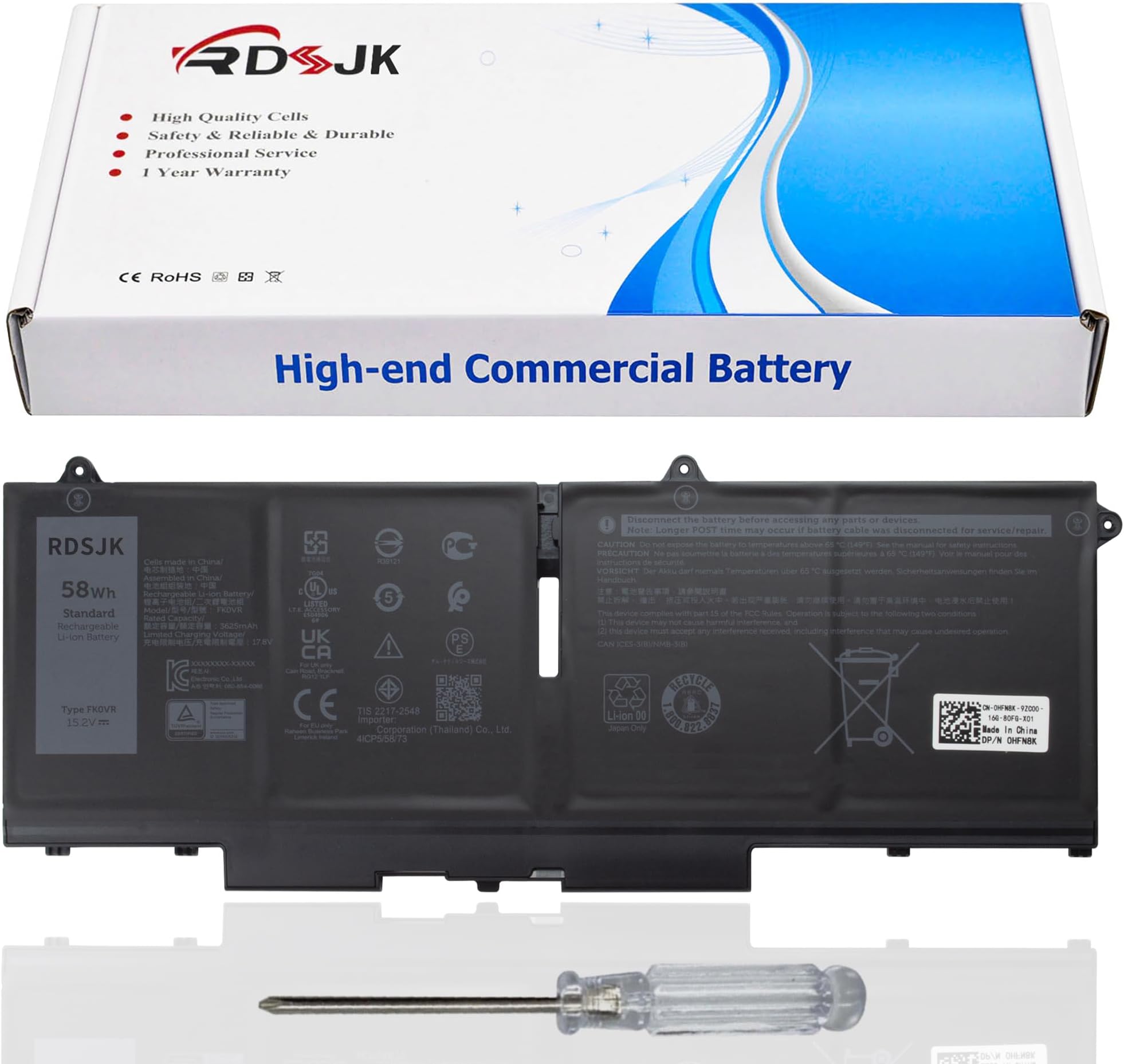 Amazon.com: FK0VR 8P81K 293F1 Laptop Battery for Dell Latitude 5330 ...