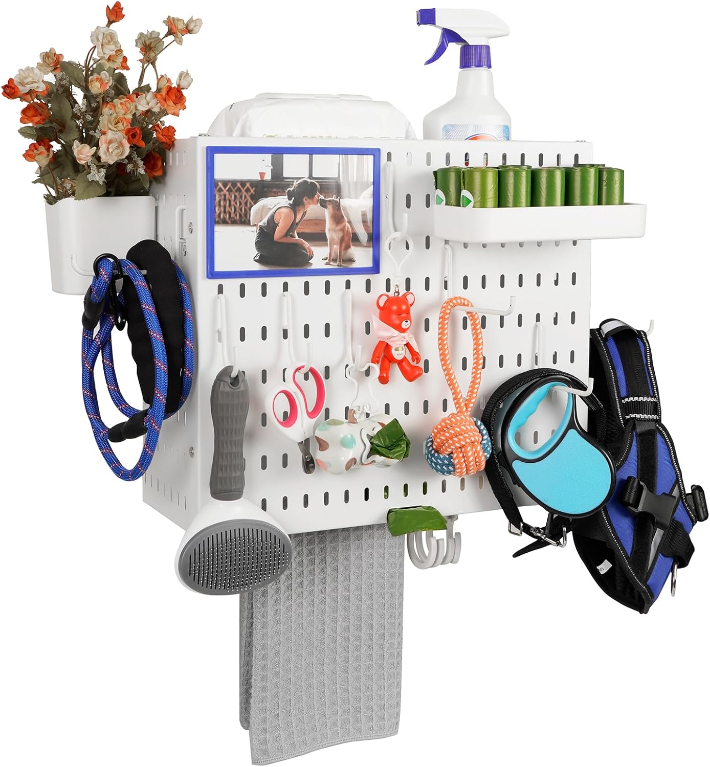 Amazon.com: 1 Metal Pegboard Organizer Shelf 1 Poop Bag Dispenser : Pet ...