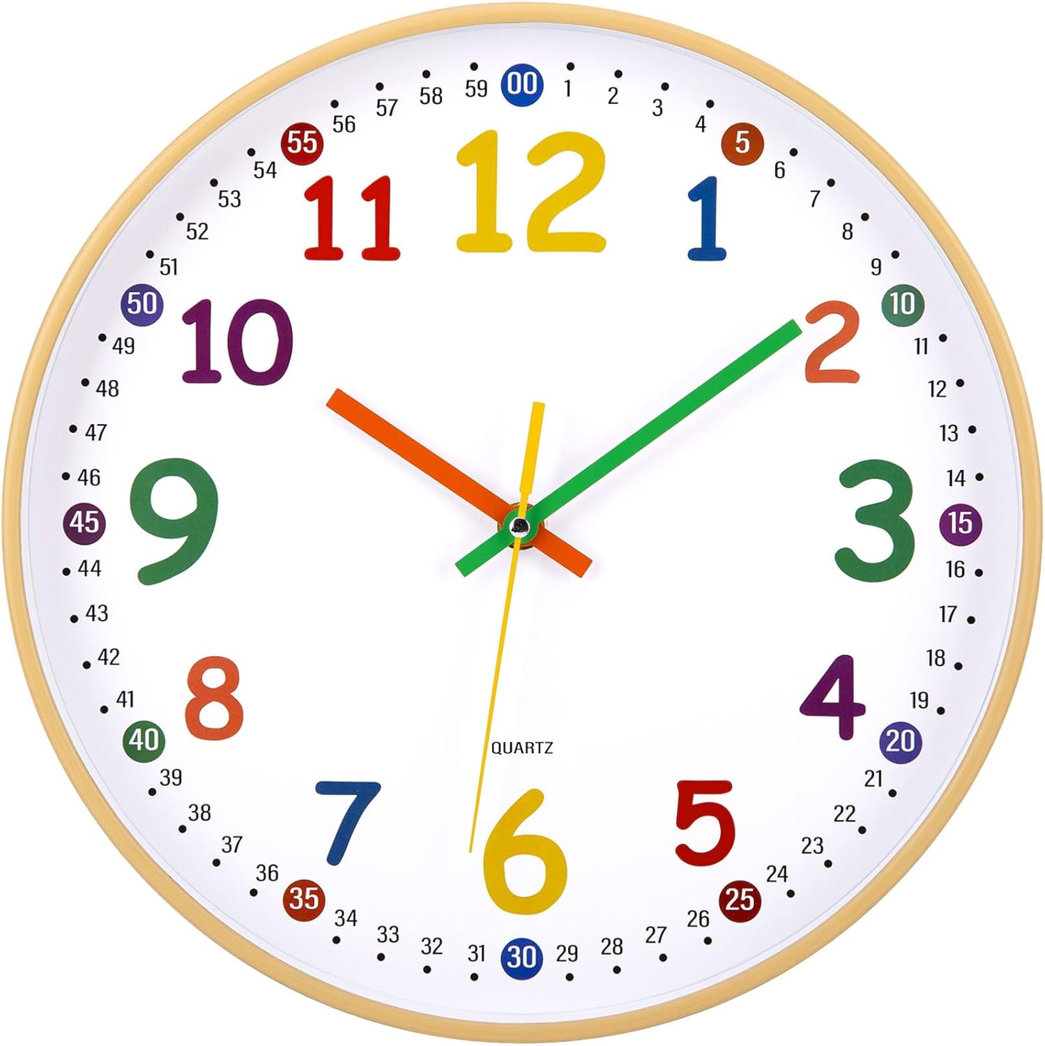 VINILITE Kids Wall Clock Learn to Tell the Time Clock Learning Clock ...