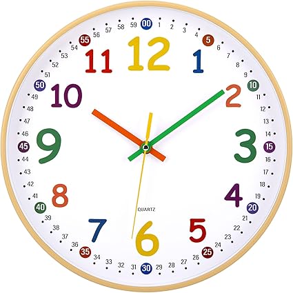 VINILITE Kids Wall Clock Learn to Tell the Time Clock Learning Clock ...