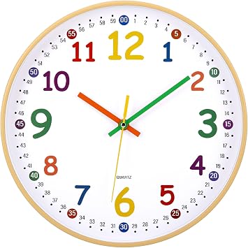VINILITE Kids Wall Clock Learn to Tell the Time Clock Learning Clock ...