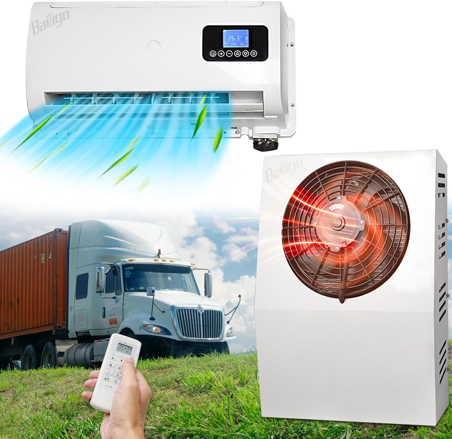 Amazon.com: 12V Air Conditioner Split Truck Parking AC Unit, 12 Volt DC ...