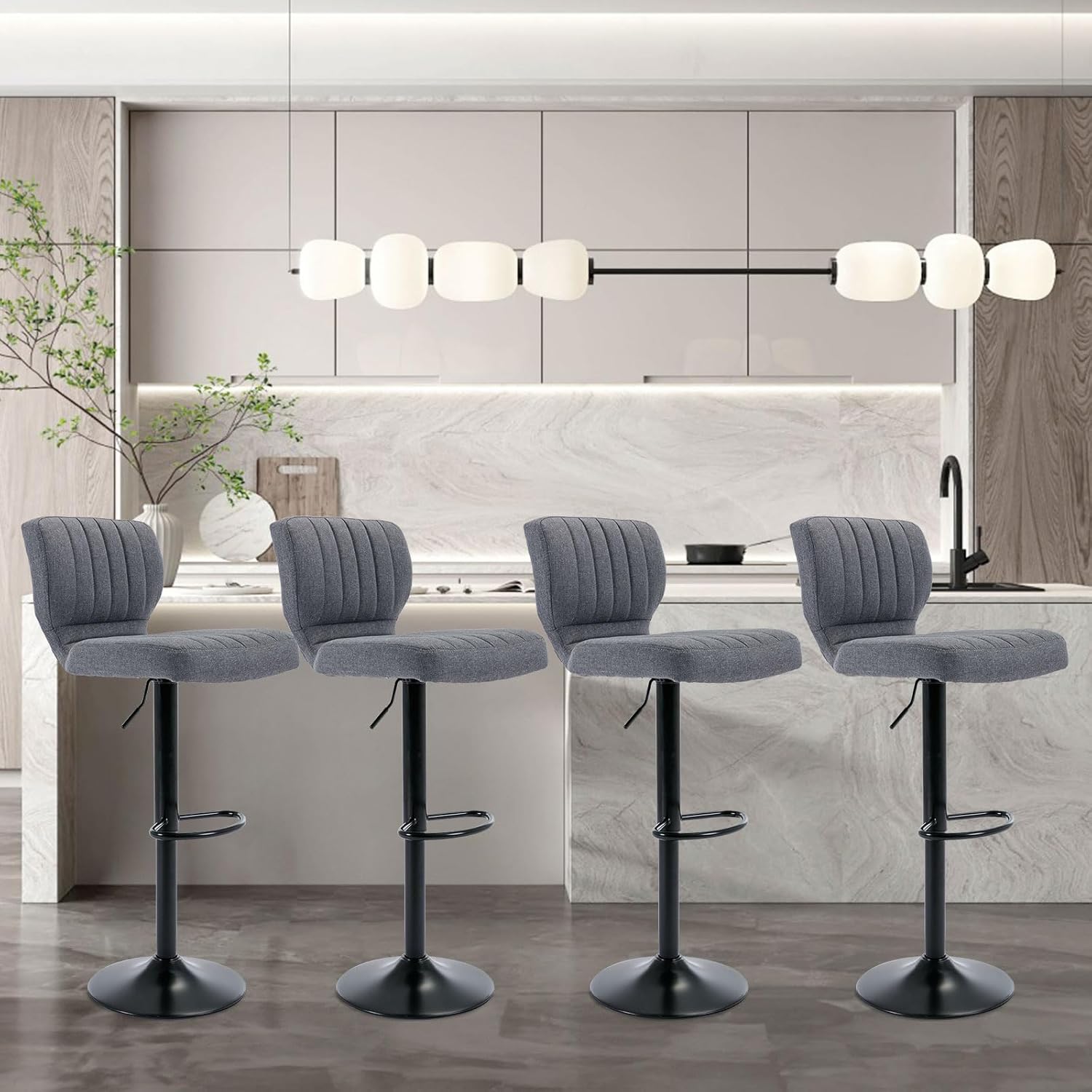 Amazon.com: Bonzy Home Bar Stools Set of 4, Height Adjustable Fabric ...