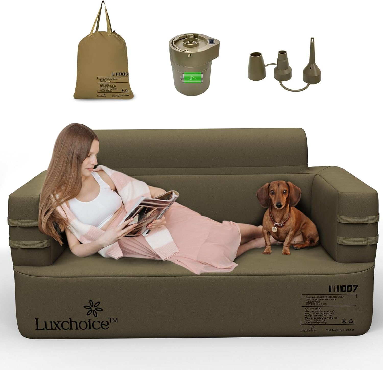 Amazon.com : Luxchoice Inflatable Sofa Multifunctional Air Couch with ...