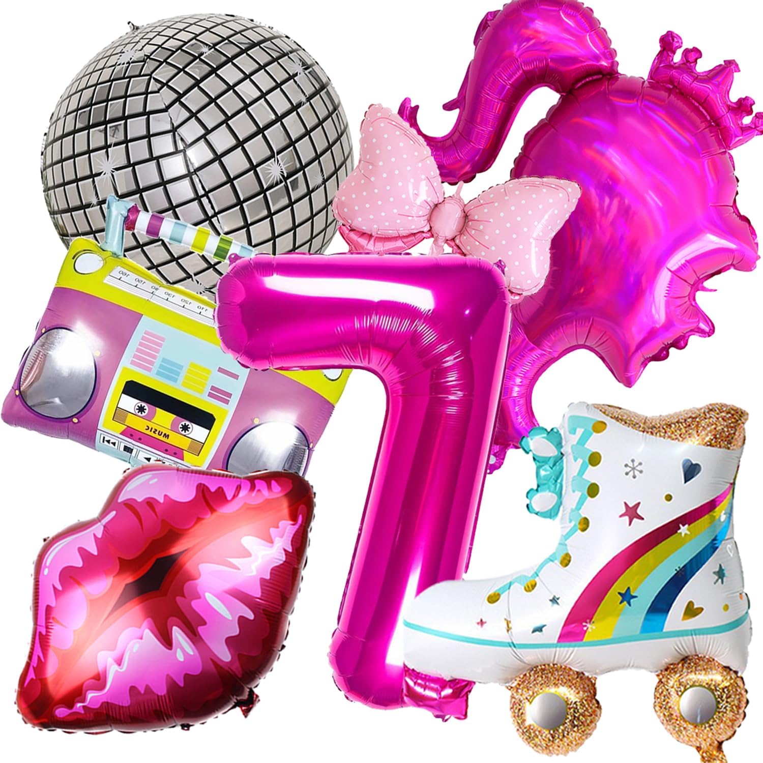 Amazon.com: DUNSEO Hot Pink Princess Foil Balloon Girl Head Balloons ...