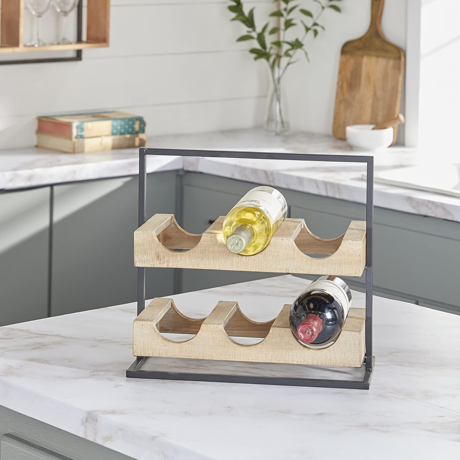 Amazon.com: Deco 79 Farmhouse Wood Square Wine Rack, 14" x 6" x 13 ...
