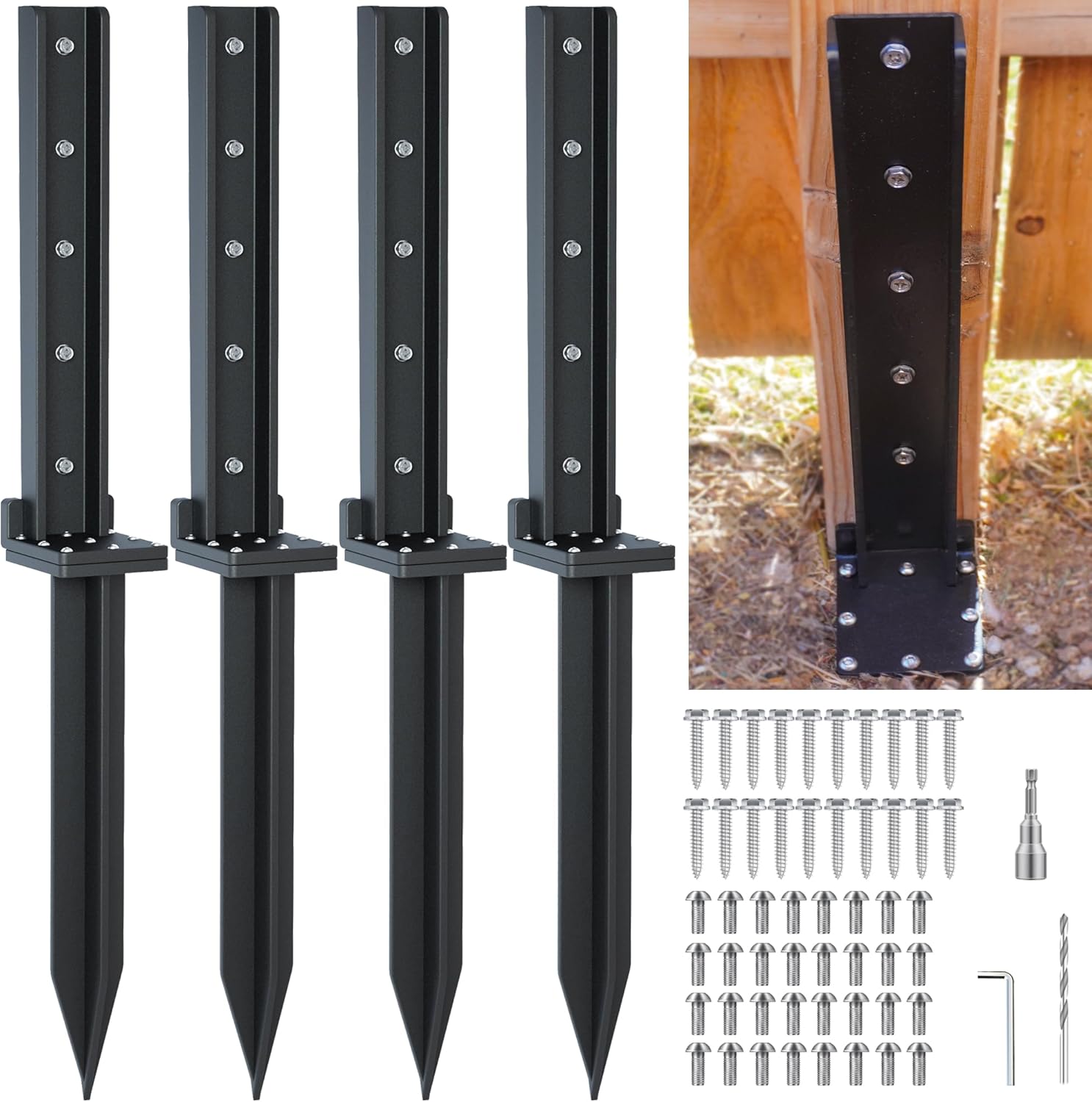 Amazon.com : CKLT 4-Pack Fence Post Repair Kit Heavy Duty 32in Fence ...