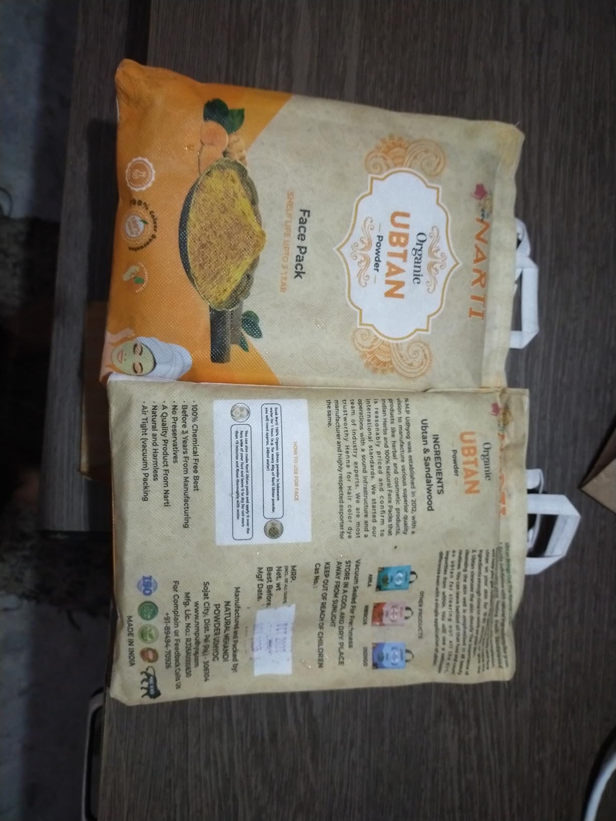 Narti Organic (Chandan Haldi) Ubtan Powder 1 KG Face Pack Powder for ...