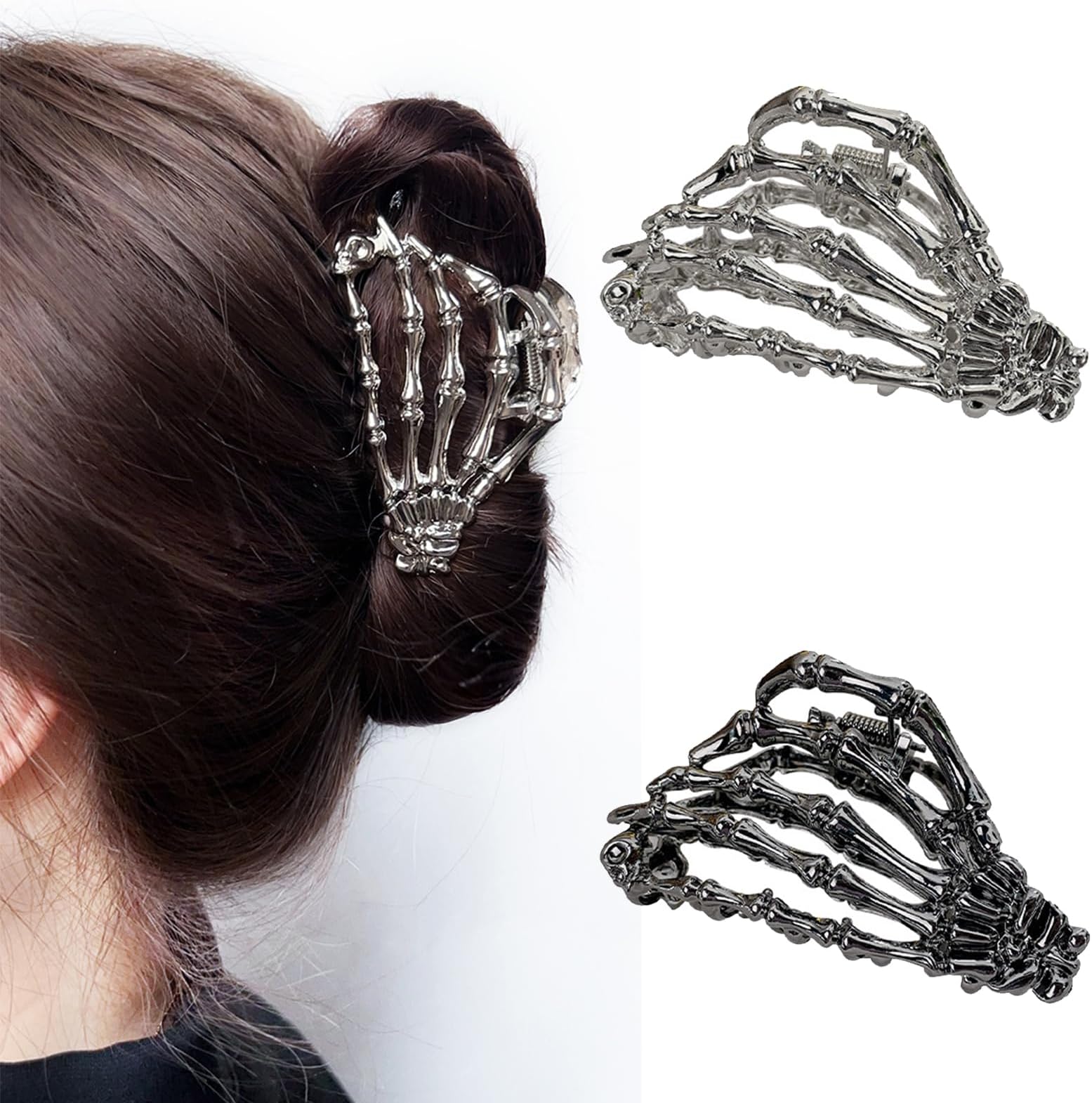 Amazon.com : Skeleton Hand Metal Hair Claw Clips Gothic Hair Barrette ...