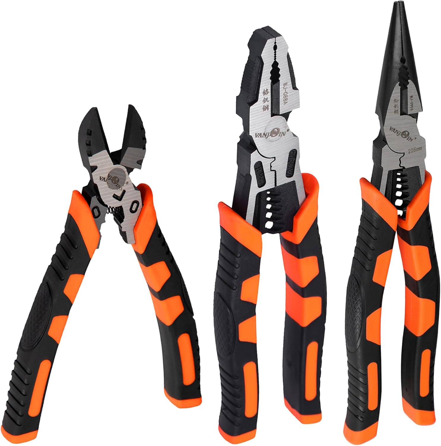 VANJOIN 6.5-inch wire cutter 8-inch linesman plier 9-inch Needle Nose Plier, Side-cutting Pliers ...