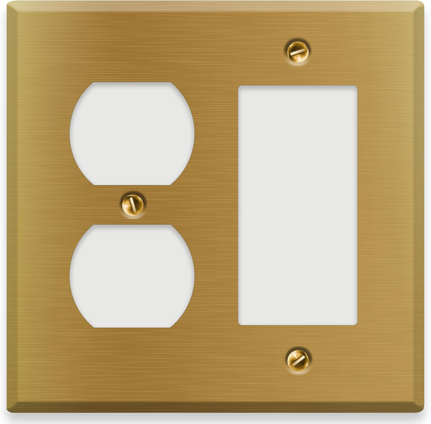 2-Gang Brass Outlet Cover, Satin Brass Combination Outlet Covers ...