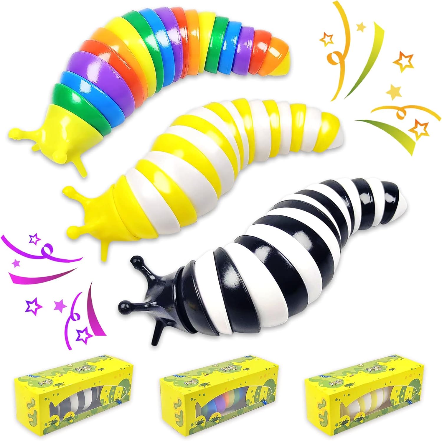 Amazon.com: Sensory Slug, Fidget Slug for Kids & Adults, 3Pcs Cute ...