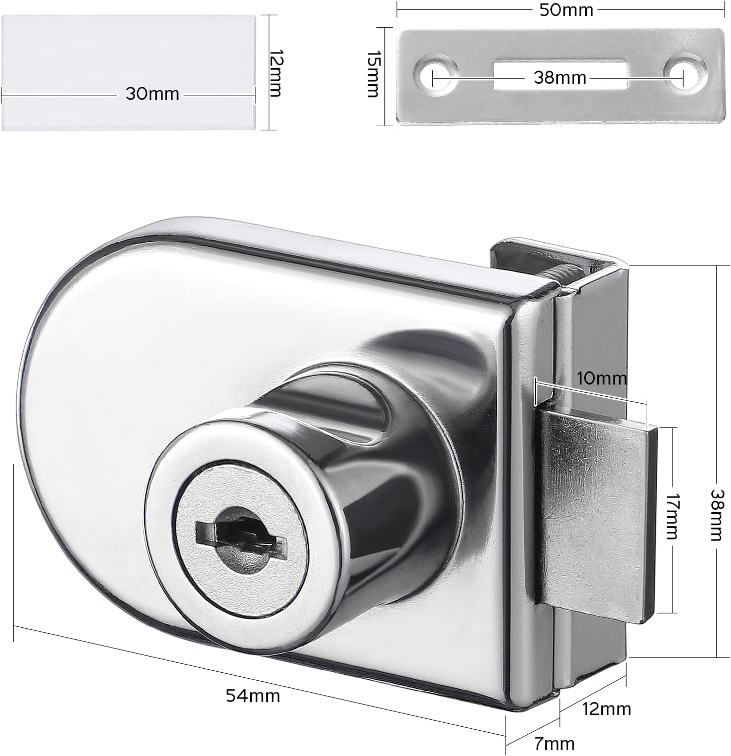 HSEAMALL 4Pack Glass Cabinet Lock No Drilling,Single Glass Door Locks ...