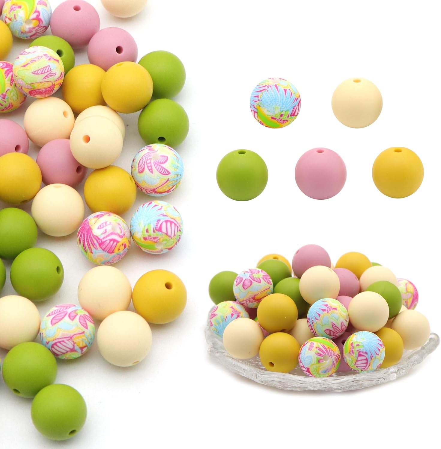 Amazon.com: David Accessories Silicone Beads 15mm Bulk Round Beads for ...