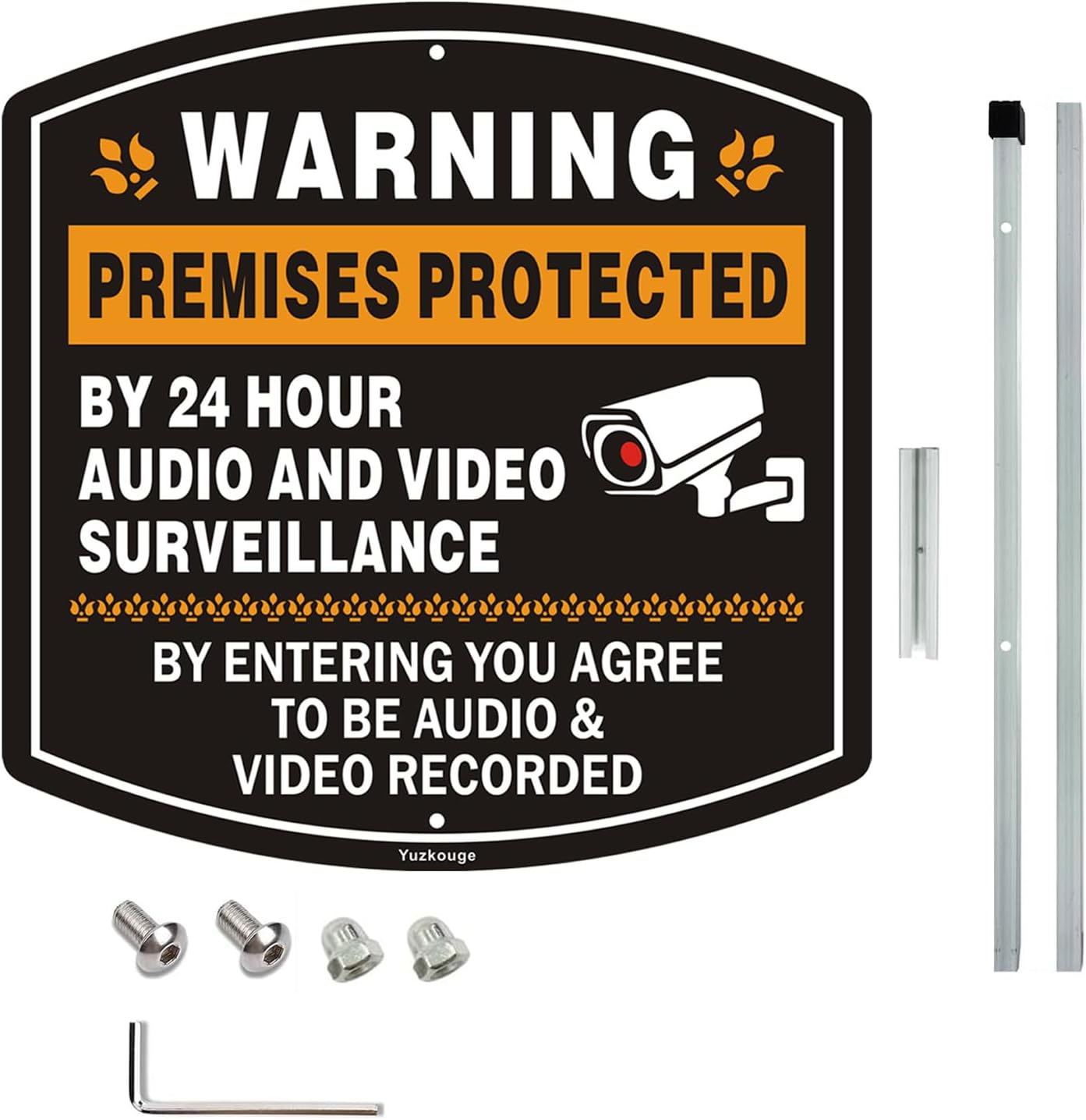 Amazon.com: Yuzkouge Warning Premises Protected By 24 Hour Audio and ...