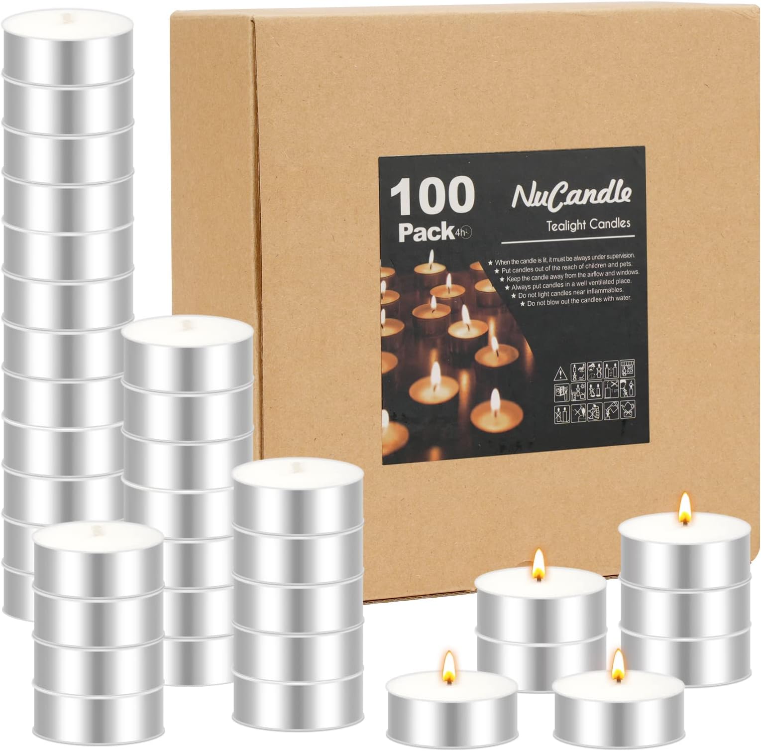 Tea Light Candles 100 Bulk Pack Tealight Candles Unscented Paraffin ...