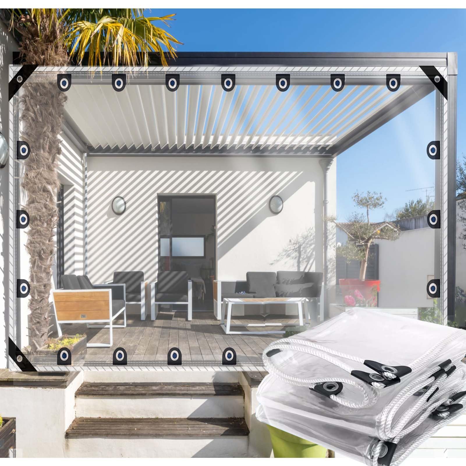 ZHJSHOU Clear Tarpaulin Waterproof Heavy Duty 0.5x0.8m,Outdoor Patio ...