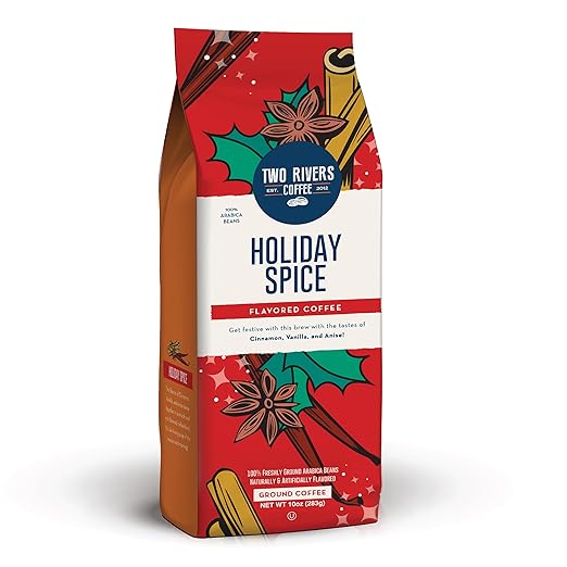 Amazon.com : Two Rivers Coffee Holiday Spice (Vanilla) Flavored Ground ...