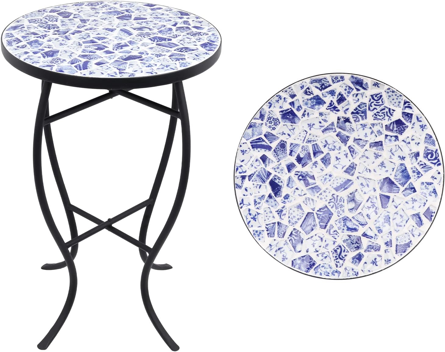 Amazon.com: Teal Island Designs Multi Blue Mosaic Modern Black Metal ...