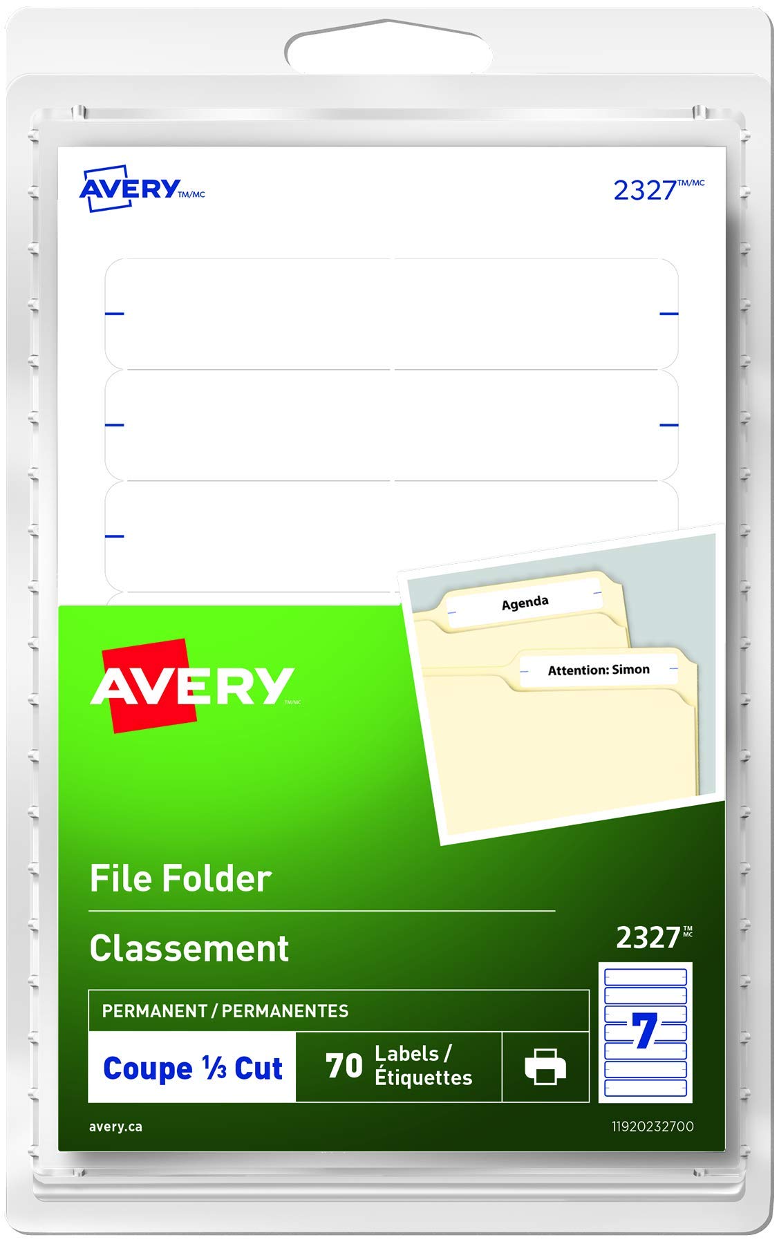 Avery File Folder Labels for Laser and Inkjet Printer, White Filing ...