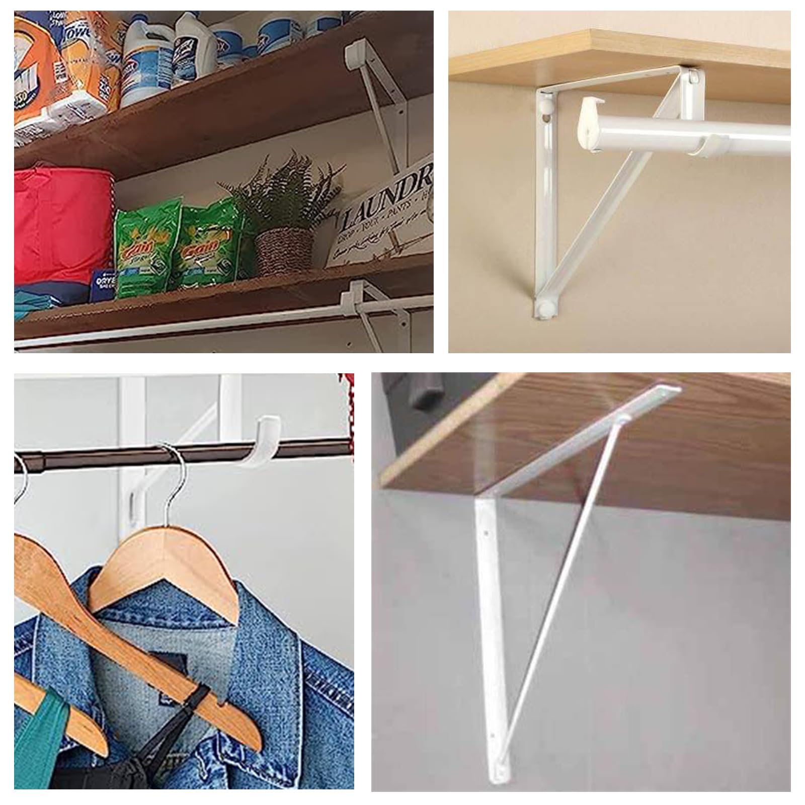 Snapklik.com : KOVOSCH 8 Pack Heavy Duty Closet Shelf & Rod Brackets ...