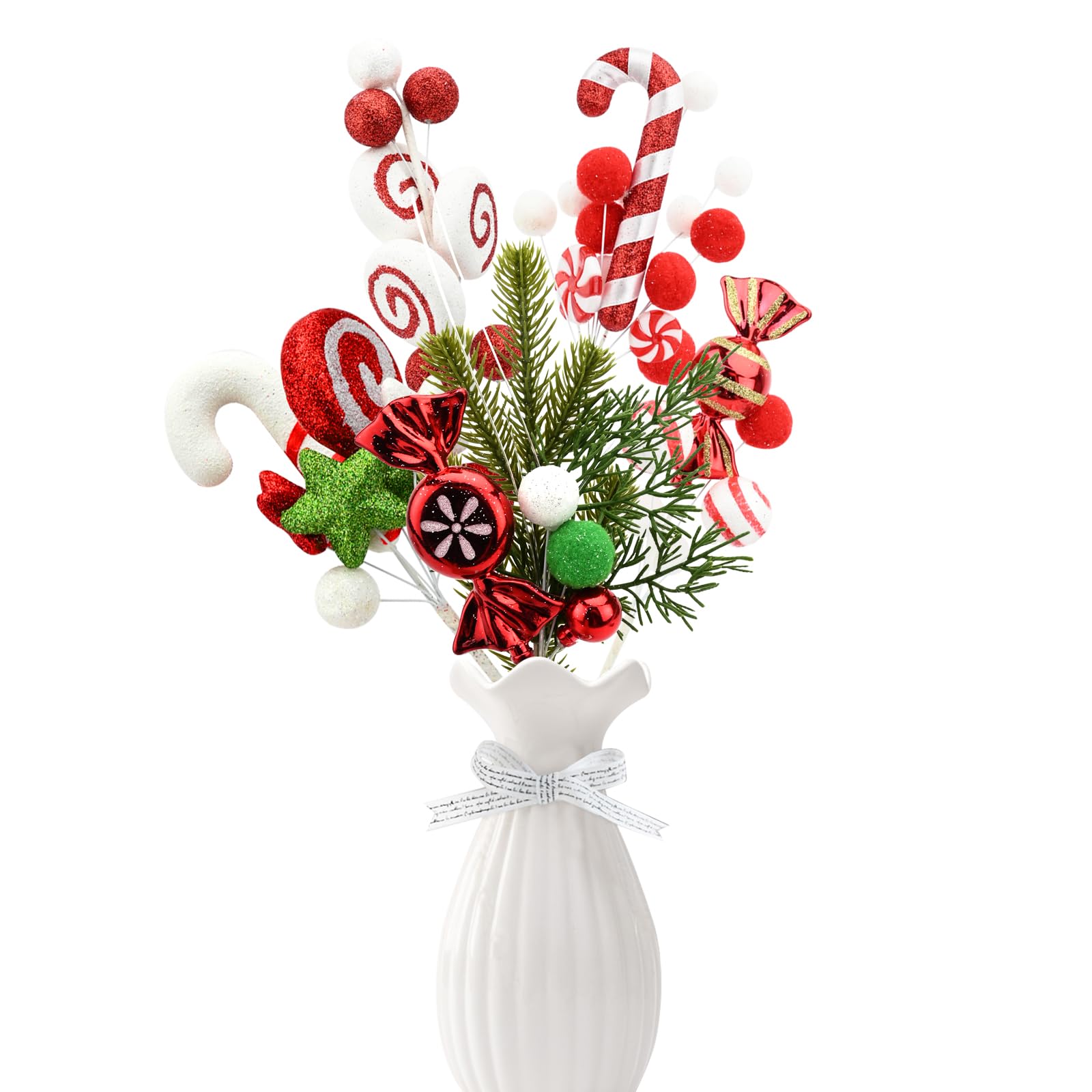 Fadcaer 5Pcs Christmas Candy Picks Artificial Candy Picks Candy Cane ...