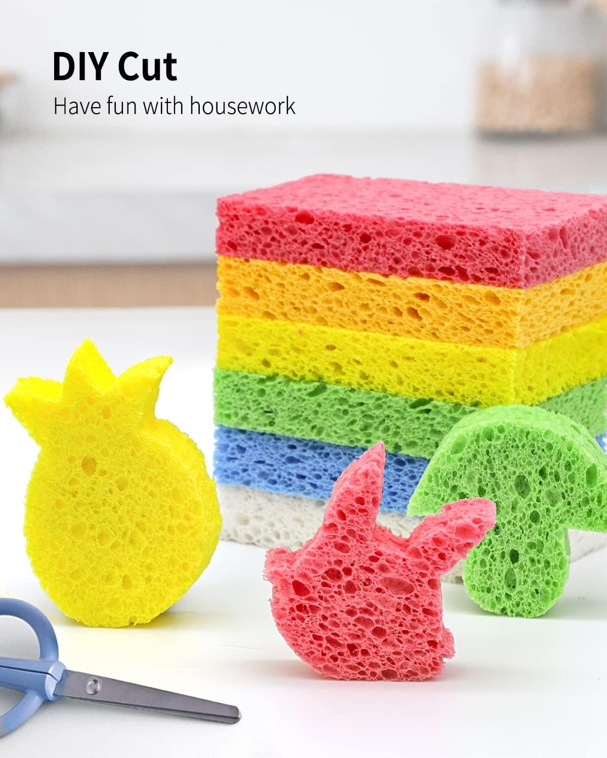 Cellulose Sponges,Heavy Duty Scrub Kitchen Sponge,Clean Tough Messes ...