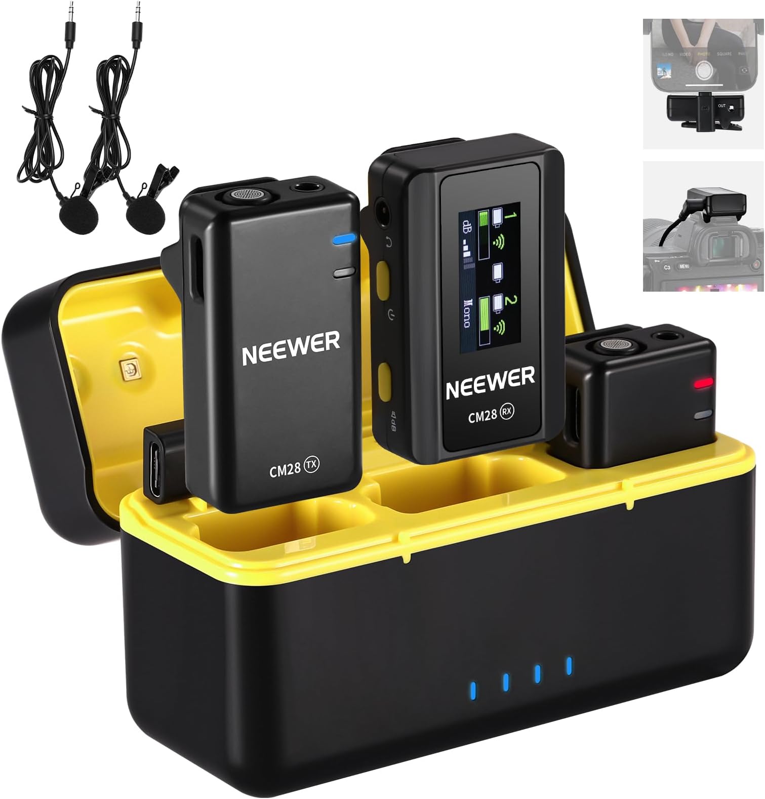 Amazon.com: Neewer CM28 Wireless Lavalier Microphone System with ...