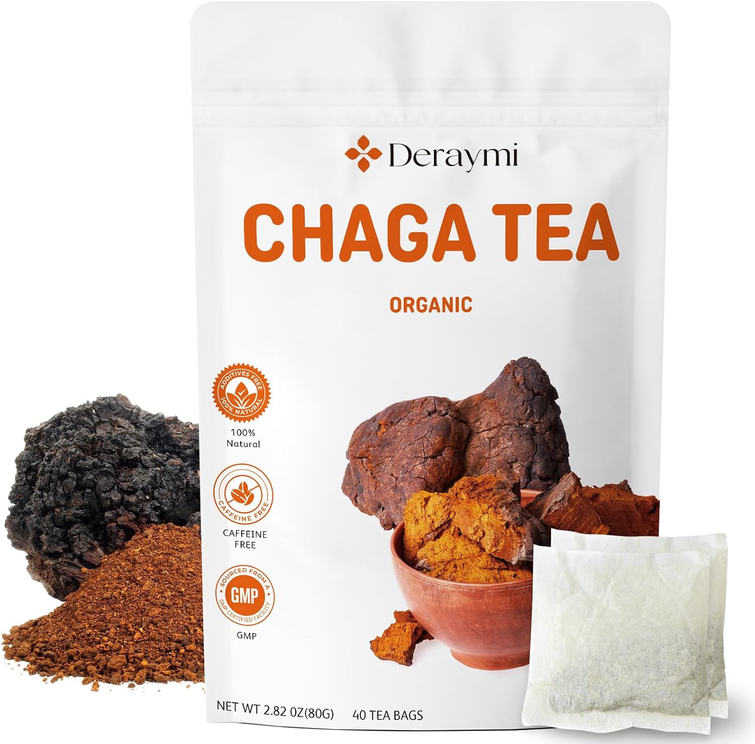 Chaga Mushroom Tea, Caffeine-free Herbal Chaga Tea Bags, Wild Harvested ...