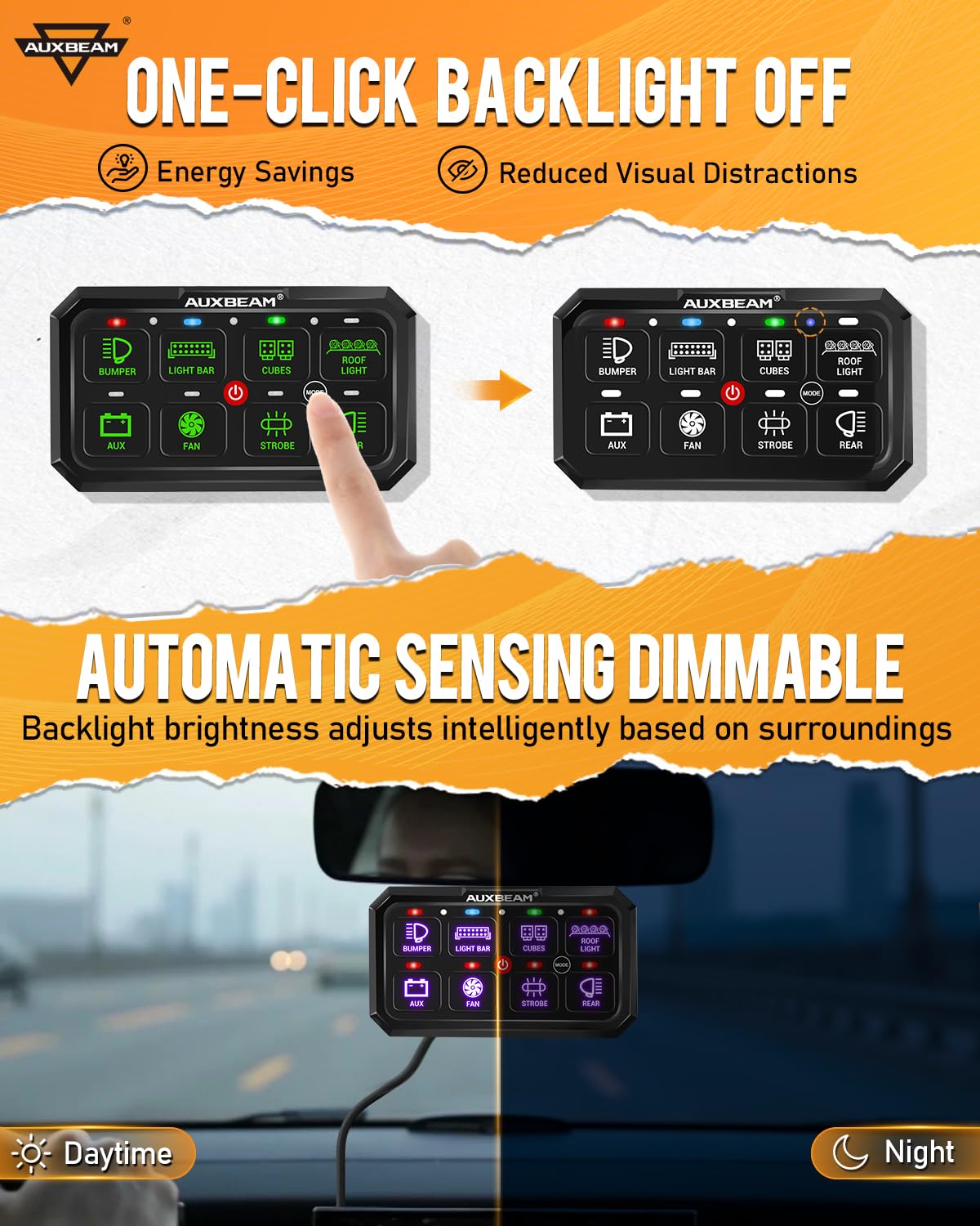 Snapklik.com : 8 Gang Switch Panel RB80 XL 5 Inch RGB Switch Pod Toggle ...