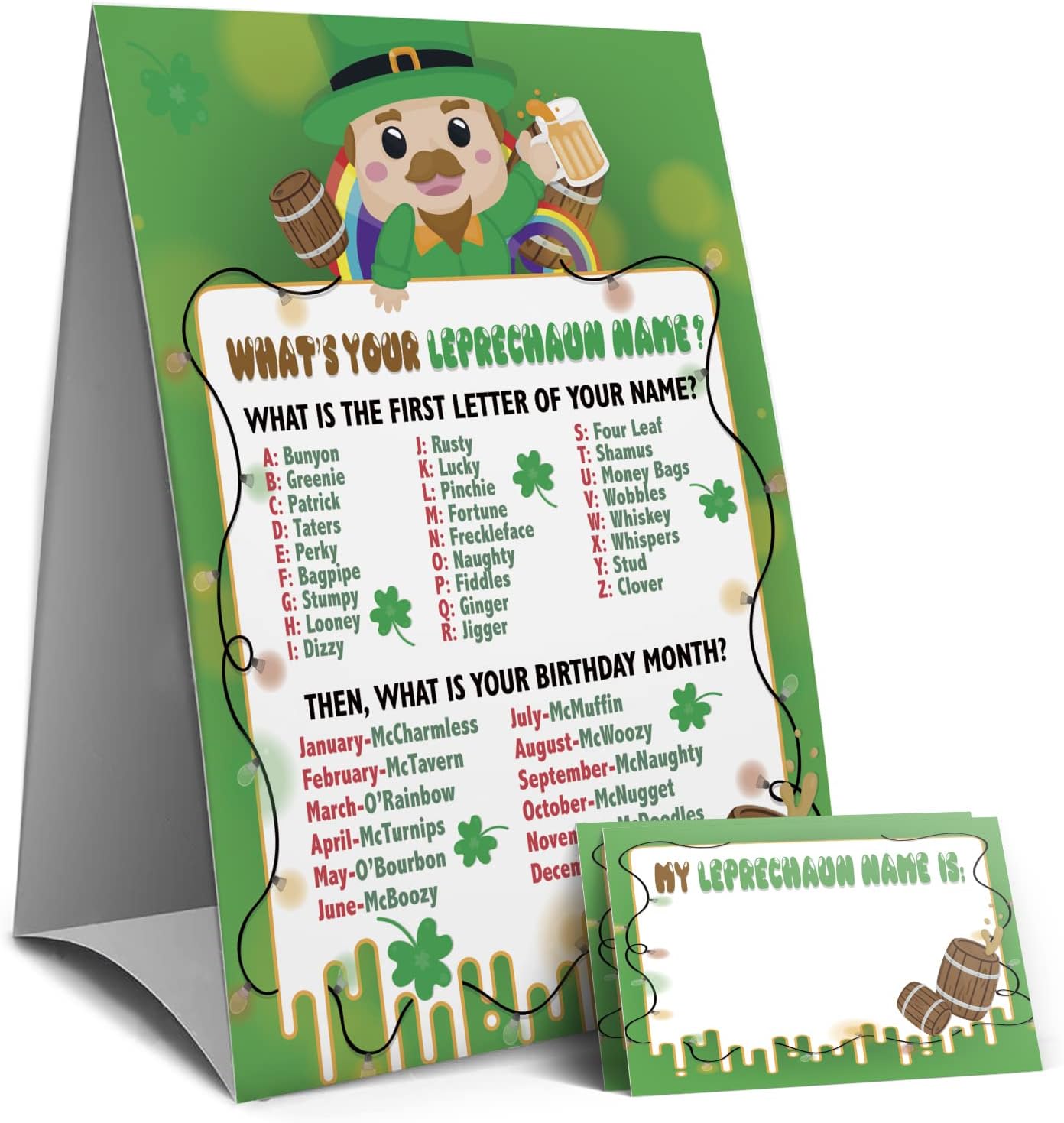 Amazon.com: St. Patrick's Day Games Sign - What's Your Leprechaun Name ...