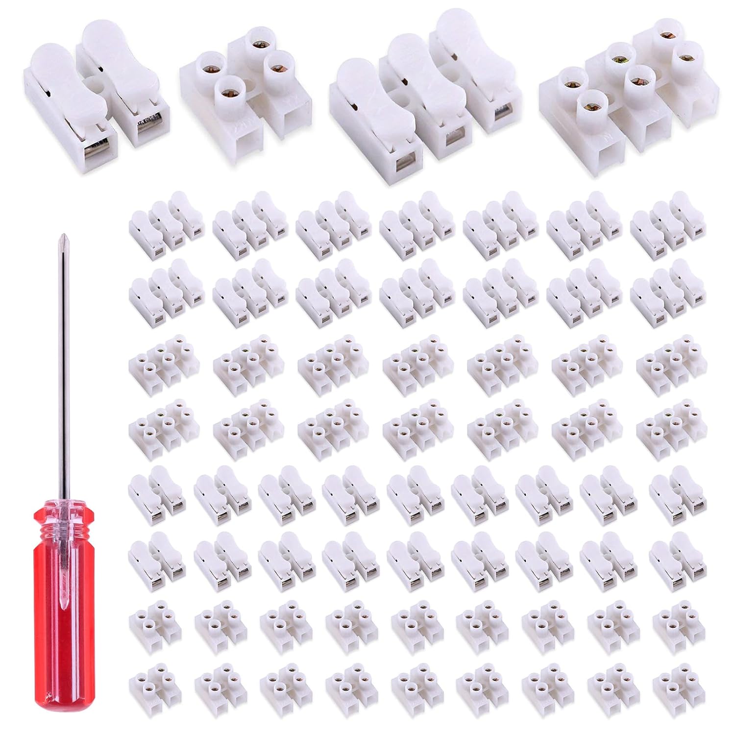 100Pcs 2P CH2 + 3P CH3 Quick Connector Spring Wire Connector Screw ...