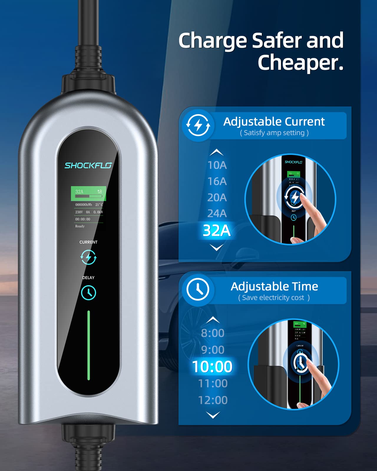 Snapklik.com : ShockFlo G1 Level 2 EV Charger (32Amp, 240V, NEMA 14-50P ...