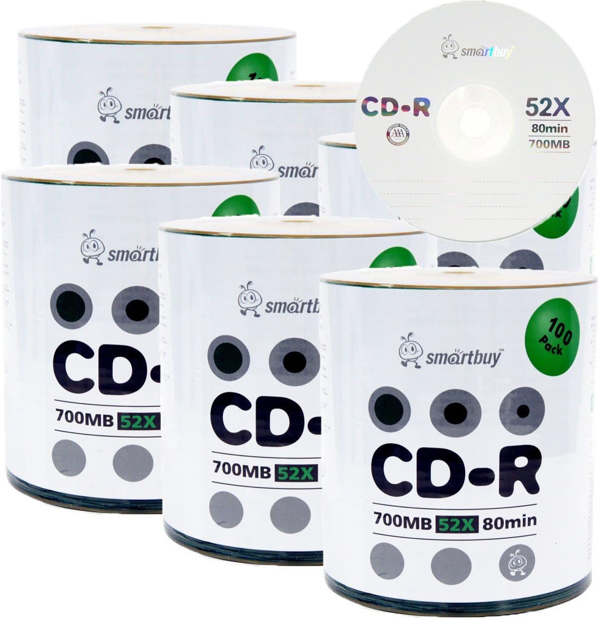 Amazon.com: Smart Buy CD-R Logo 600-Pack 700mb 52x Blank Data ...