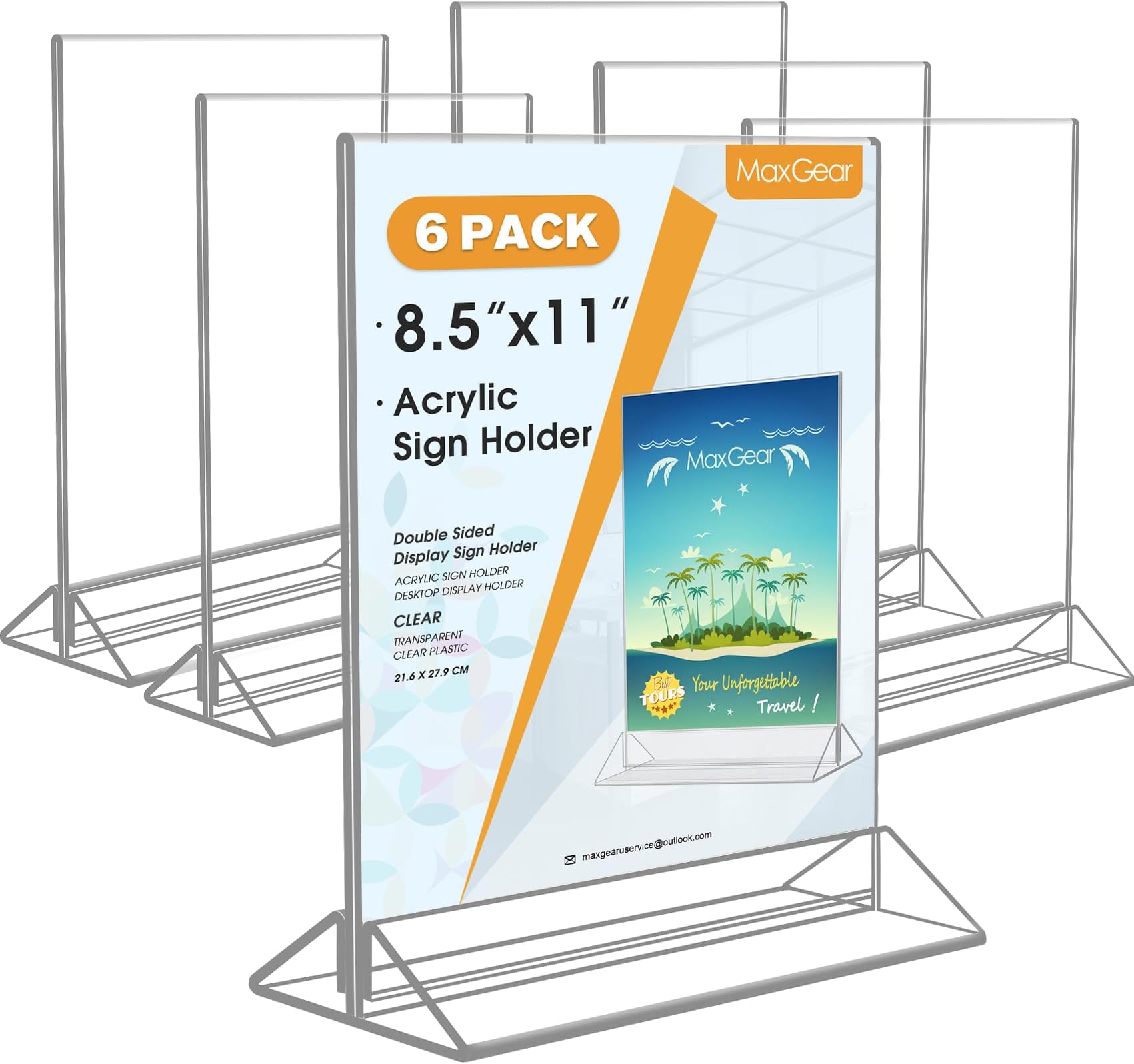 Amazon.com: MaxGear 8.5 X 11 Acrylic Sign Holder 6pack, Clear Display ...