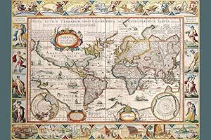 Amazon.com : Laminated Antique World Map Discovery of America 1492 ...