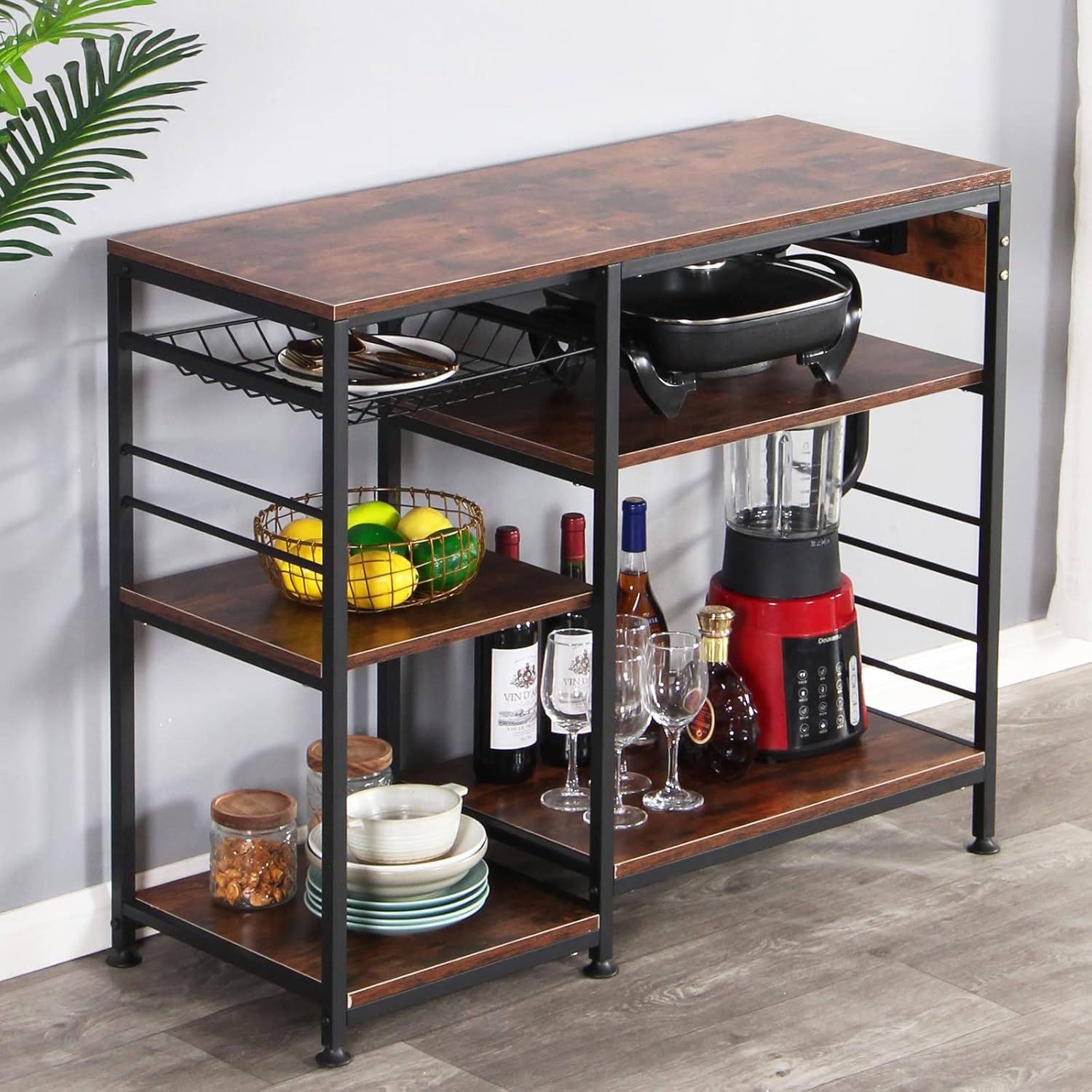 Amazon.com: Piklomo Kitchen Bakers Rack with Power Outlet, Coffee Bar ...