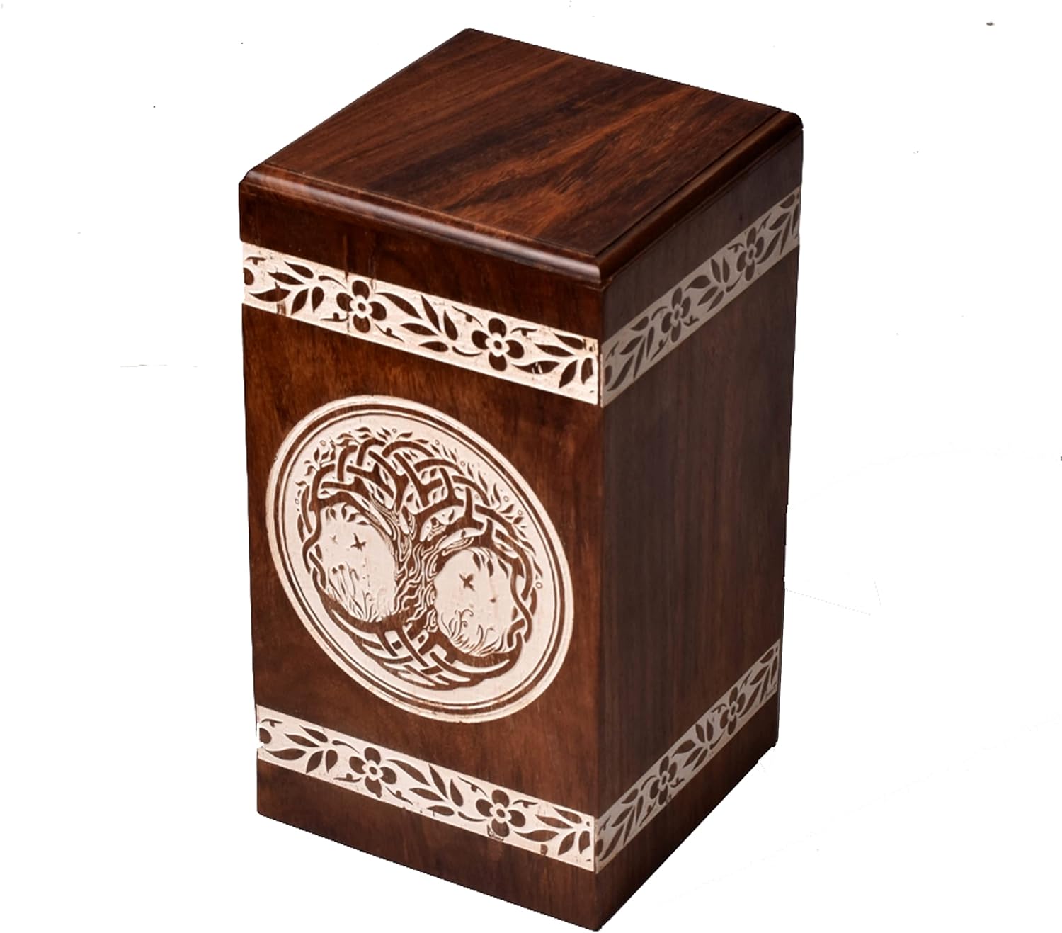 Rosewood Urn for Human Ashes - Tree of Life Wooden Box - Personalized ...