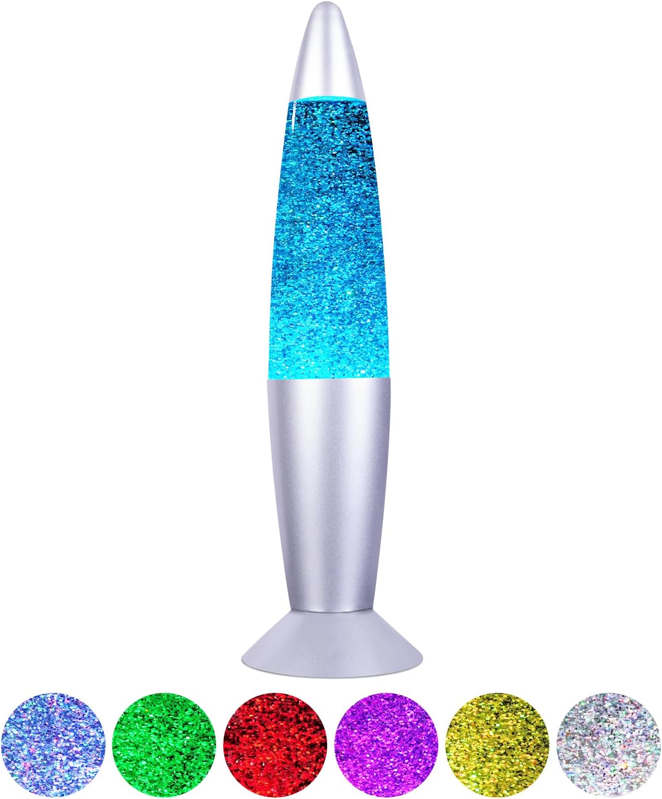 LAVA Lamp 2600 14.5-inch, with Silver Glitter, Clear Liquid, Tri ...