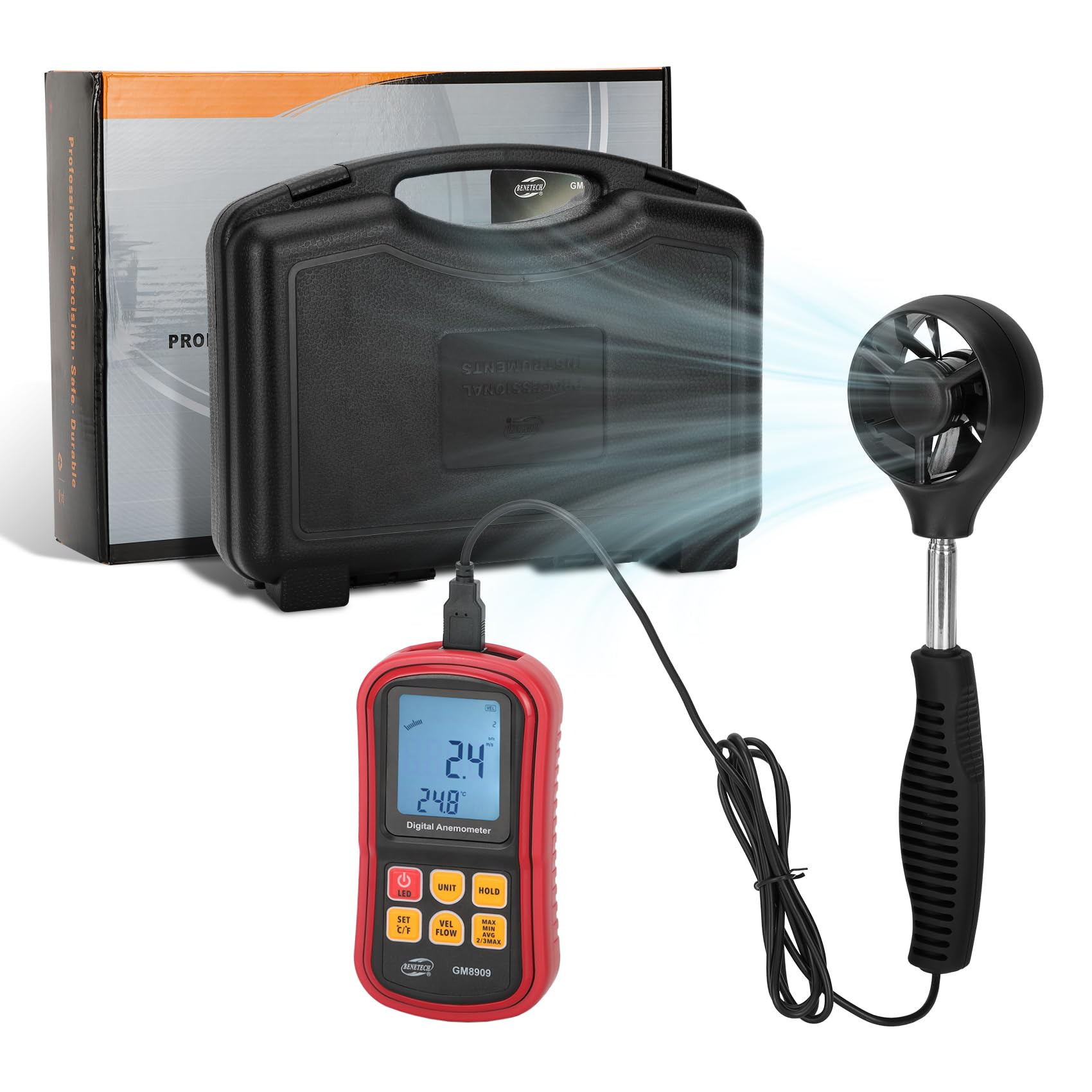 Amazon.com: NURATIT Handheld CFM Anemometer, Digital Anemometer ...