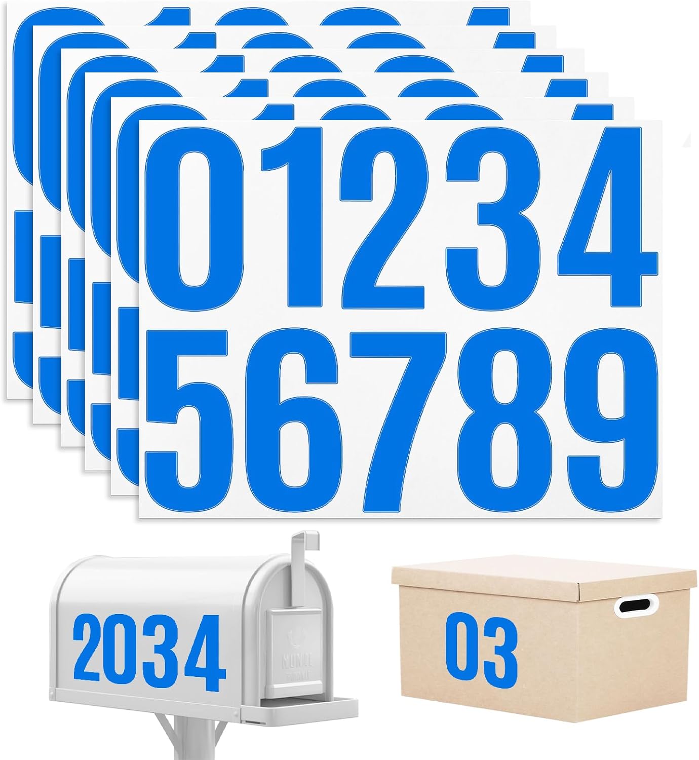Amazon.com: 6 Sheets Mailbox Numbers Stickers 60 Pieces 4 Inch ...