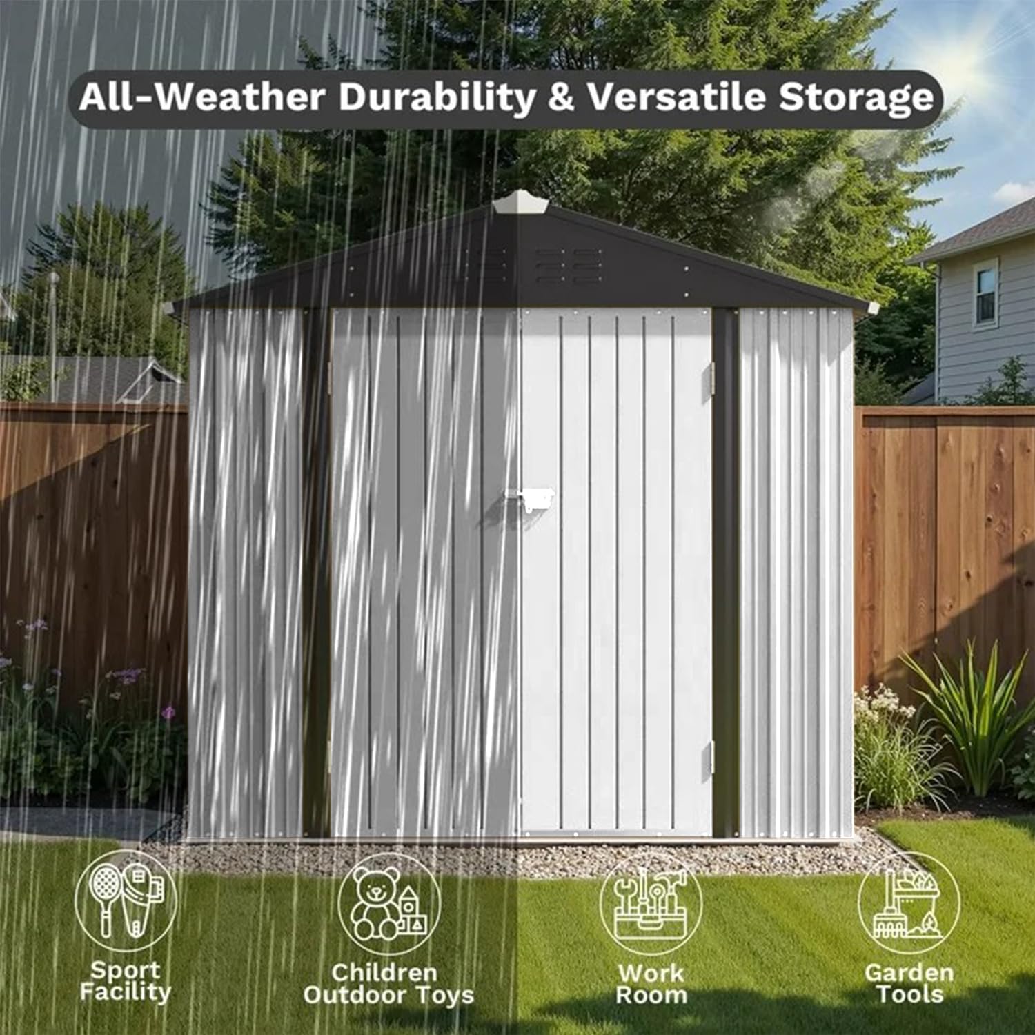 Snapklik.com : Greesum 86FT Outdoor Storage Shed, Metal Patio Storaged ...