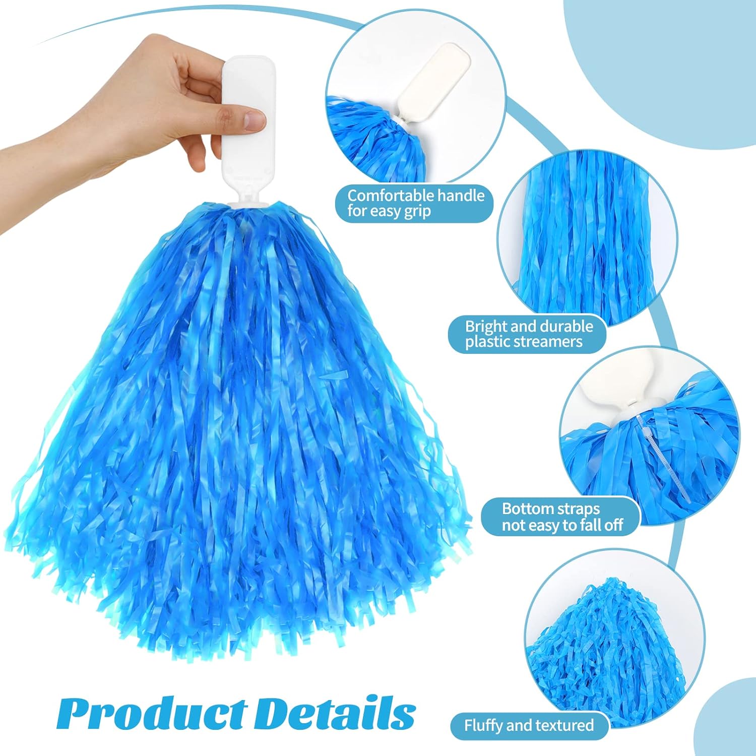 MOCOLOM 12 Pack Cheerleading Pom Poms with Cozy Handle, Fluffy Metallic ...